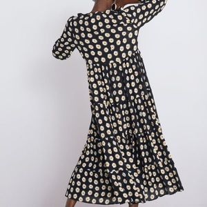 Zara | Dresses | Zara Floral Print Dress With Ruffle | Poshmark